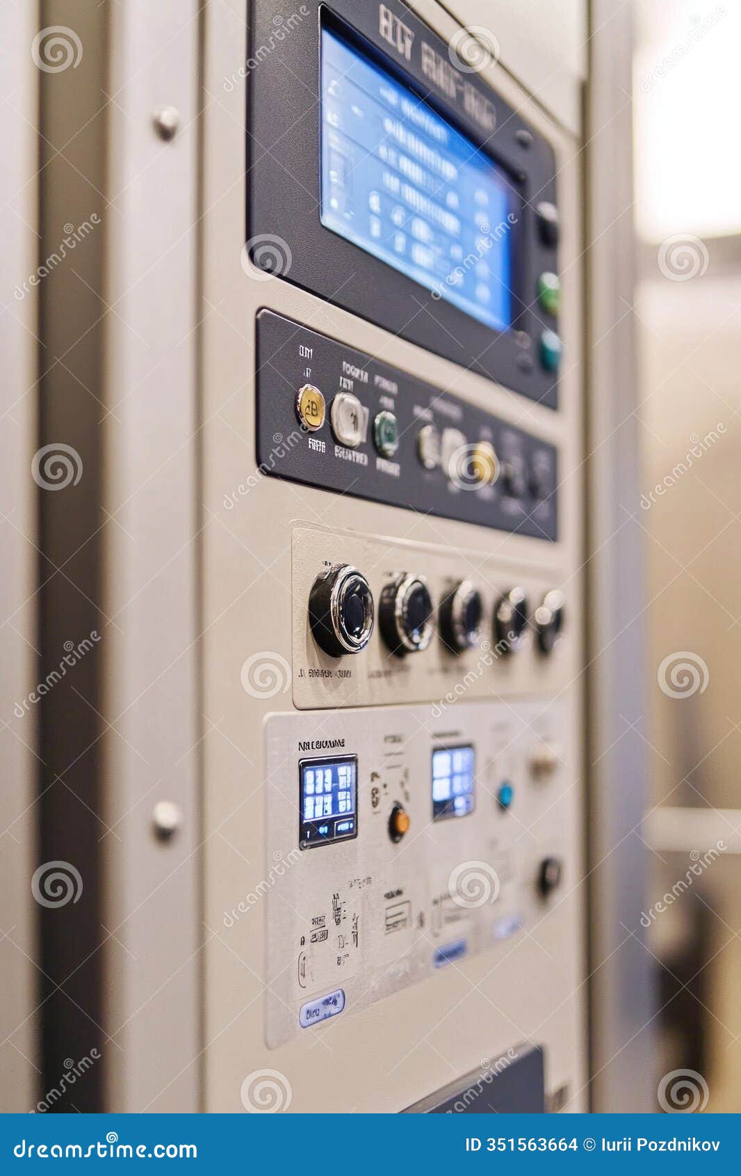 Control Panel with Display and Knobs Showing System Status Stock Photo ...