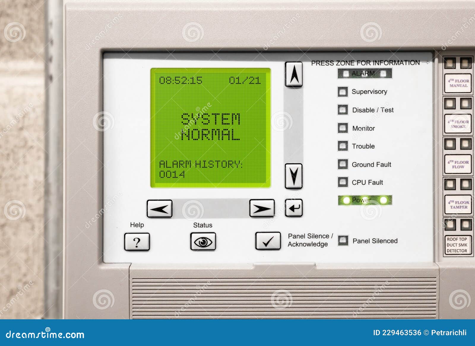 Control Panel Display of Single-stage Fire Alarm System, Close Up Stock ...