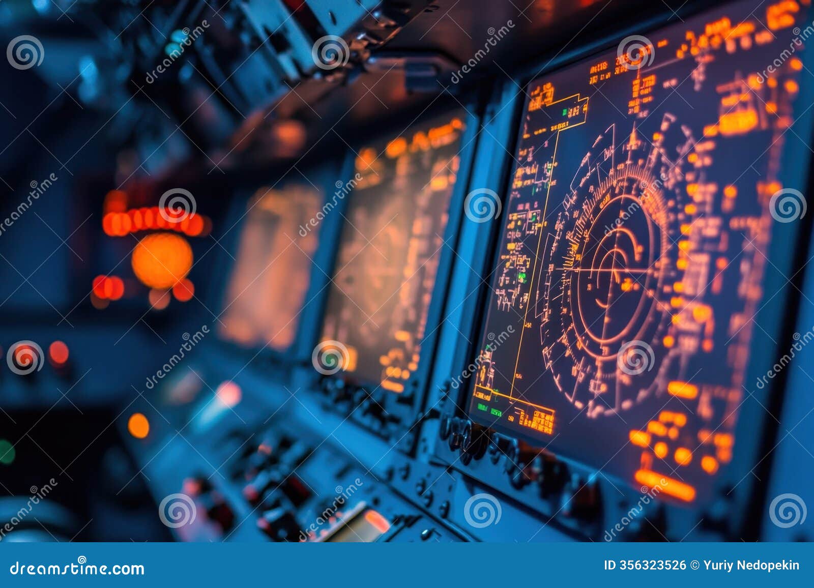 Control Panel Displays in a Modern Aircraft Cockpit during Nighttime ...