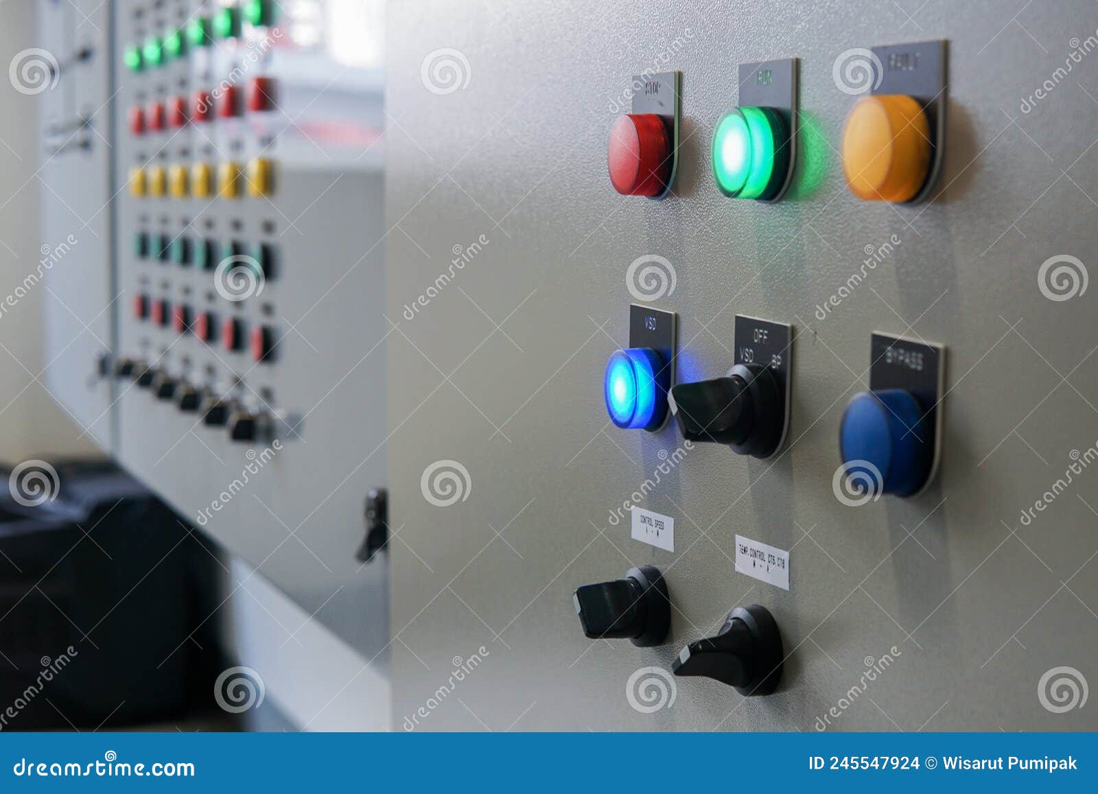 Control Panel with Electric Stock Photo - Image of buttons, green ...