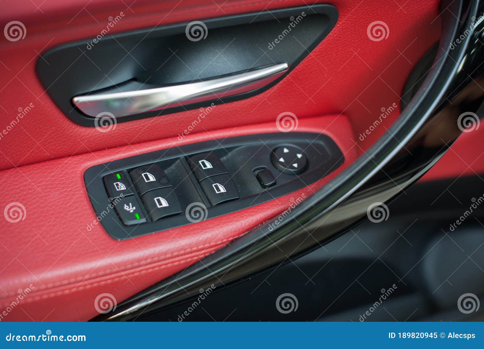 Control Panel for Electric Windows on Driver`s Door, Detail of Interior ...