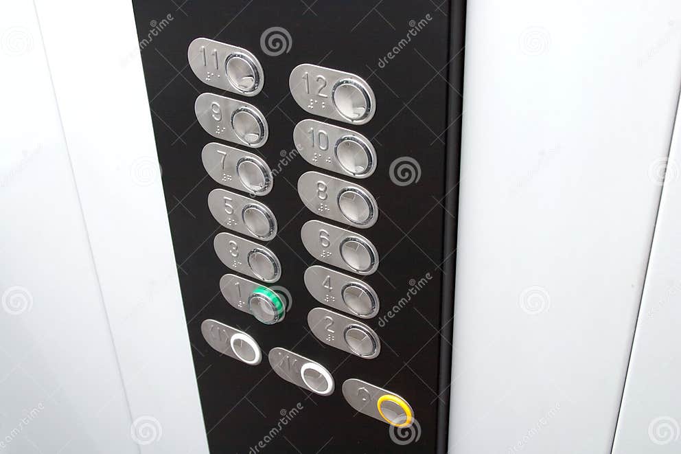 Control Panel in Elevator Cabin with Metal Buttons Stock Image - Image ...