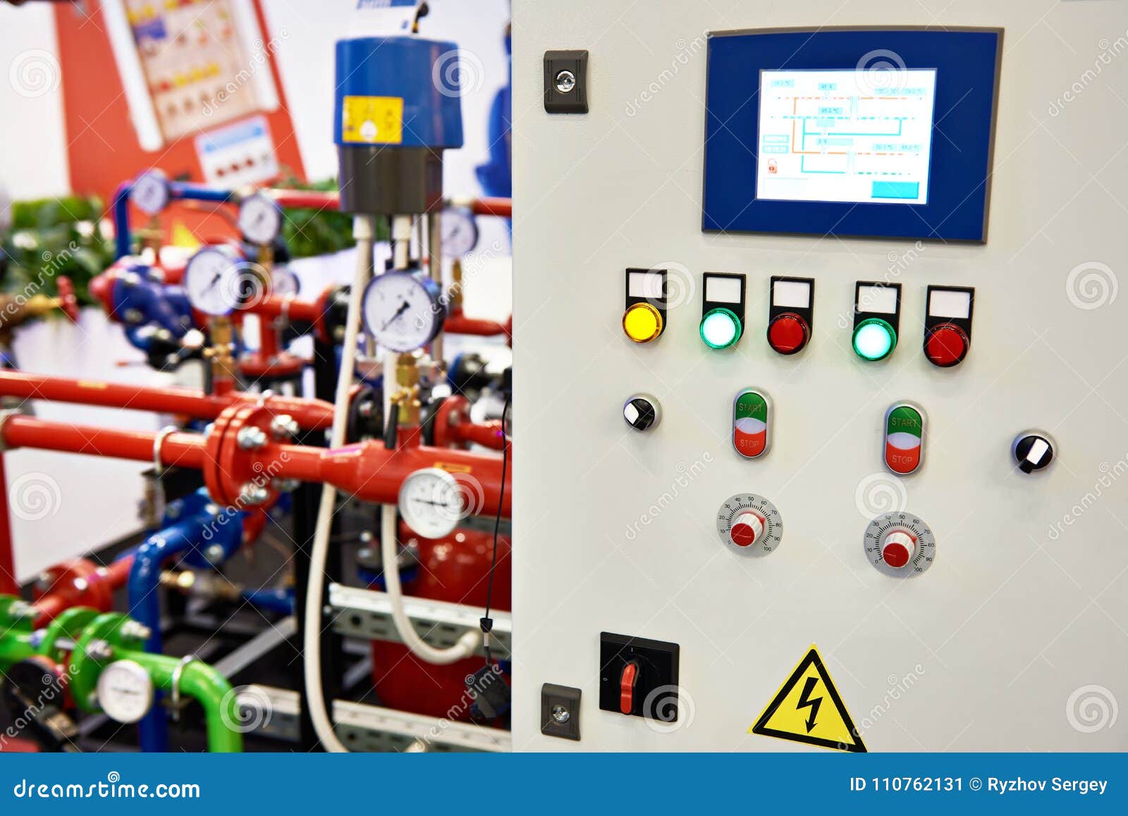 Control Panel for Equipment Pipes with Manometers Stock Image - Image ...