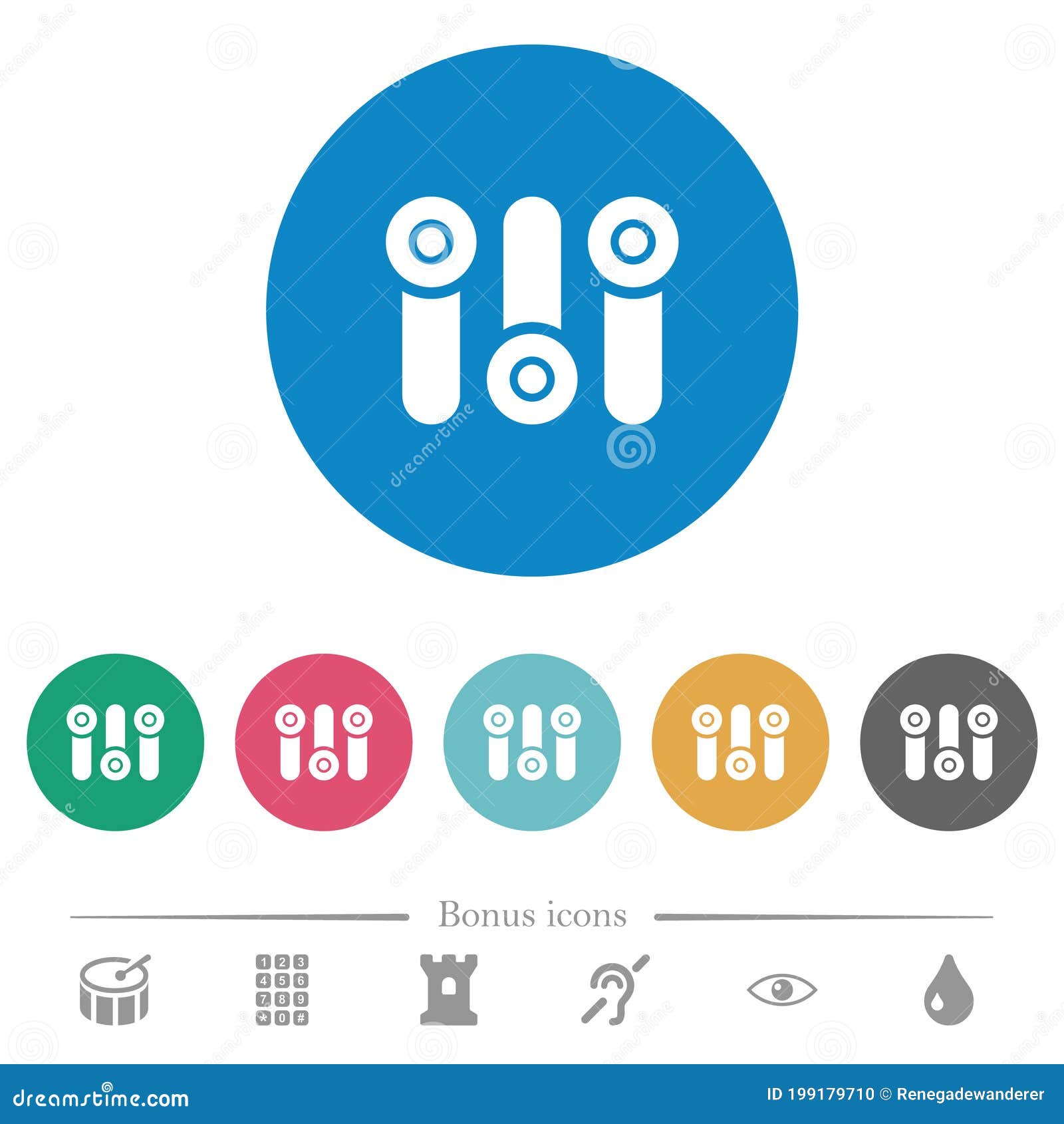Control Panel Flat Round Icons Stock Vector - Illustration of round ...