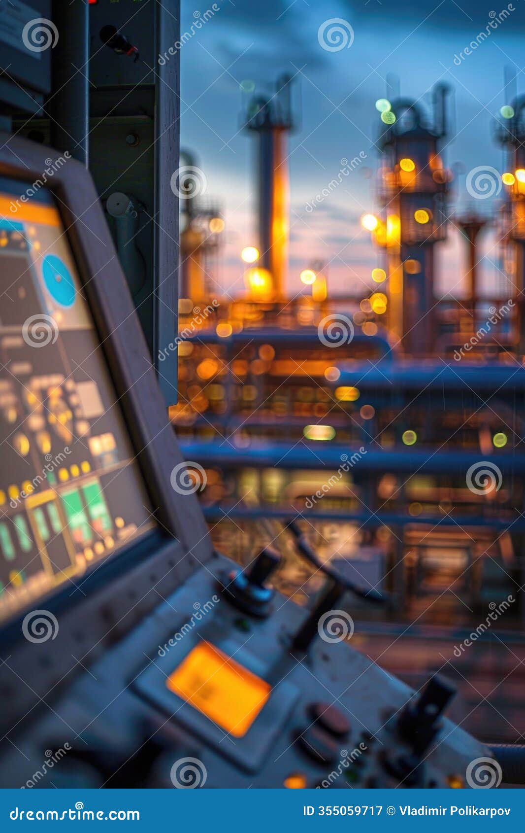 Control Panel at the Front of an Oil Refinery, with Various Controls ...
