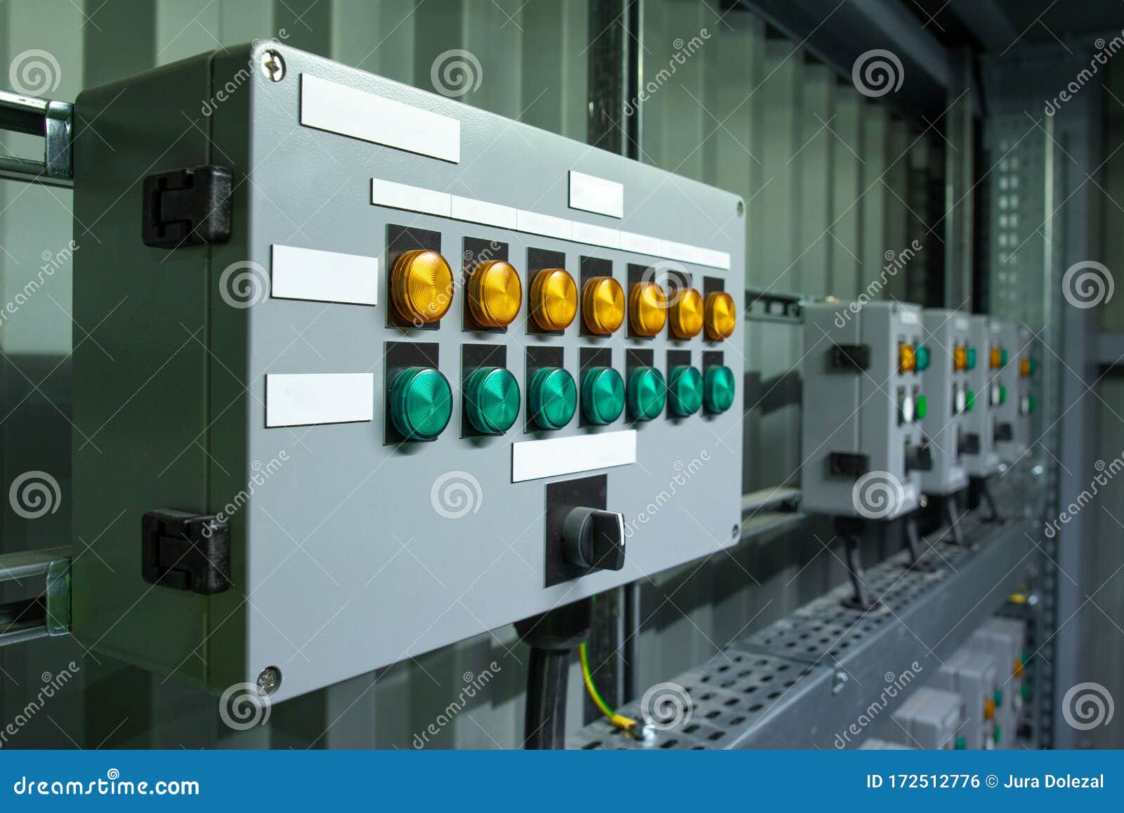 Control Panel with Green and Orange Signalization on the Ex Protected ...