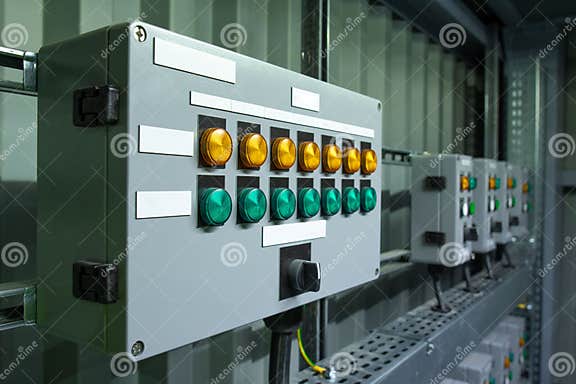 Control Panel with Green and Orange Signalization on the Ex Protected ...