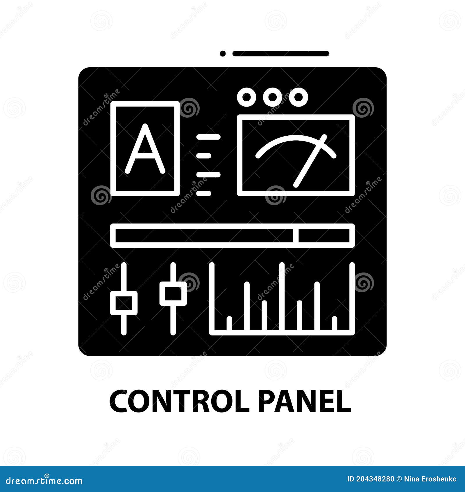 Control Panel Icon, Black Vector Sign with Editable Strokes, Concept ...