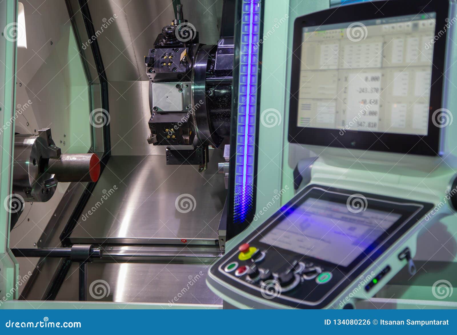CNC Lathing machine stock photo. Image of making, running - 134080226
