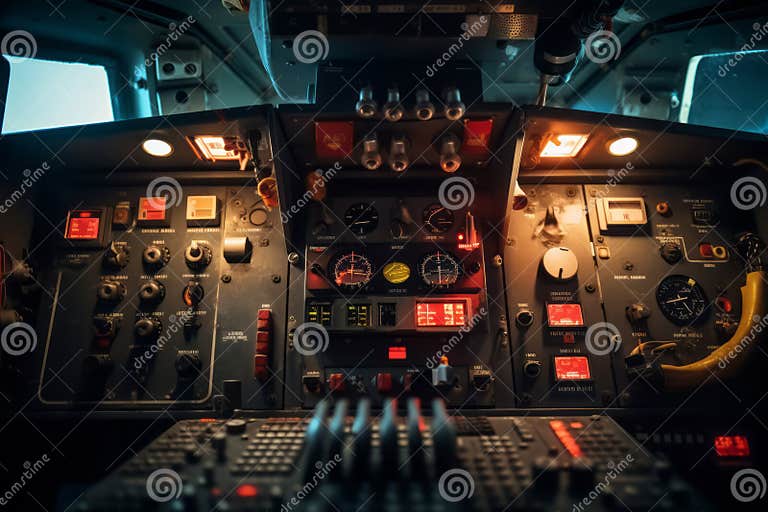 Control Panel Inside a Submarine S Command Center, with Illuminated ...
