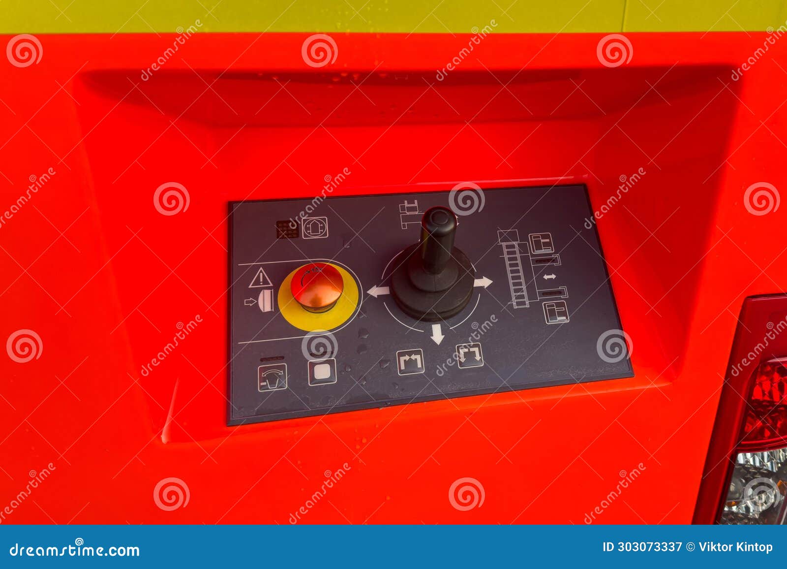 Control Panel with Joystick and Start Button on a Fire Truck. Stock ...