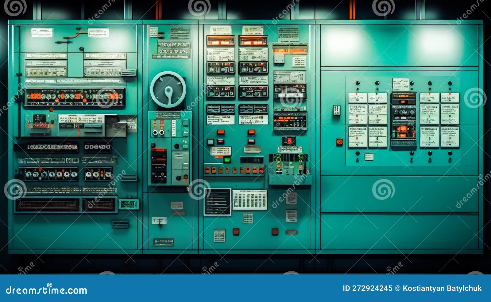Control Panel with Many Buttons and Switches. Generative AI Stock ...