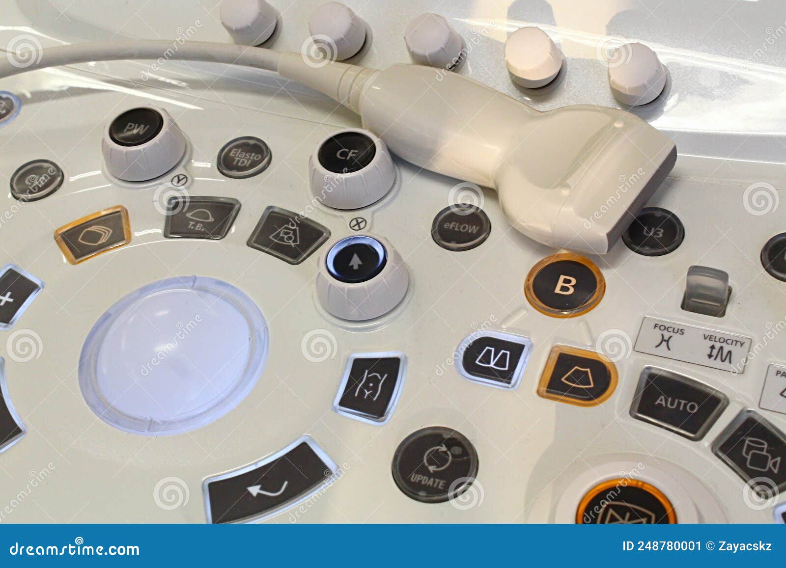 Control Panel of Modern Diagnostic Medical Ultrasound Machine with ...