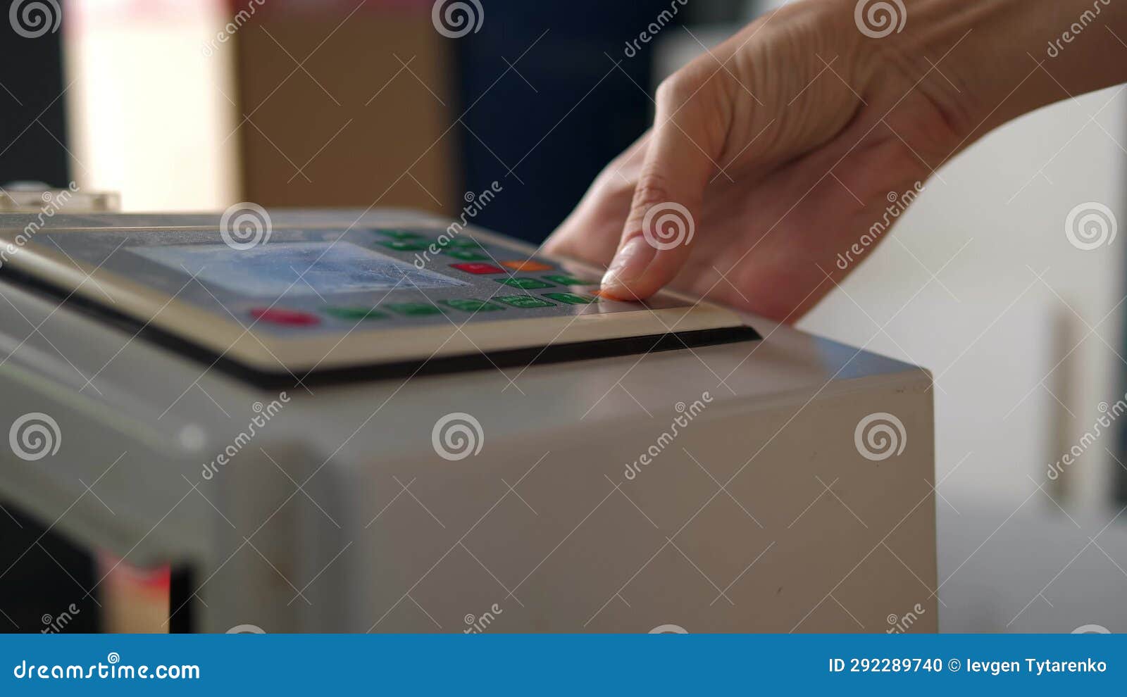 The Control Panel of a Modern Laser for Wood, a Man Presses the Buttons ...