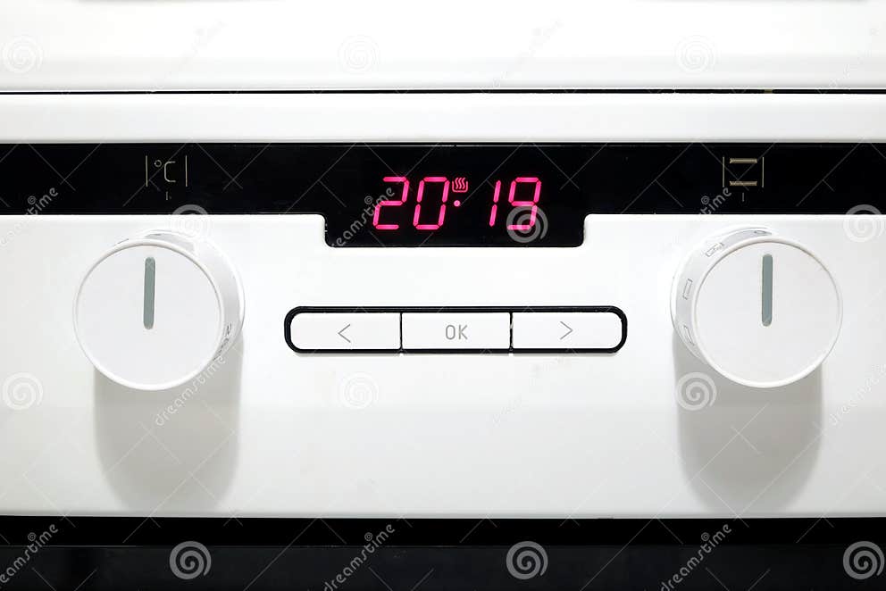 Control Panel of Modern White Kitchen Electric Stove Stock Photo ...