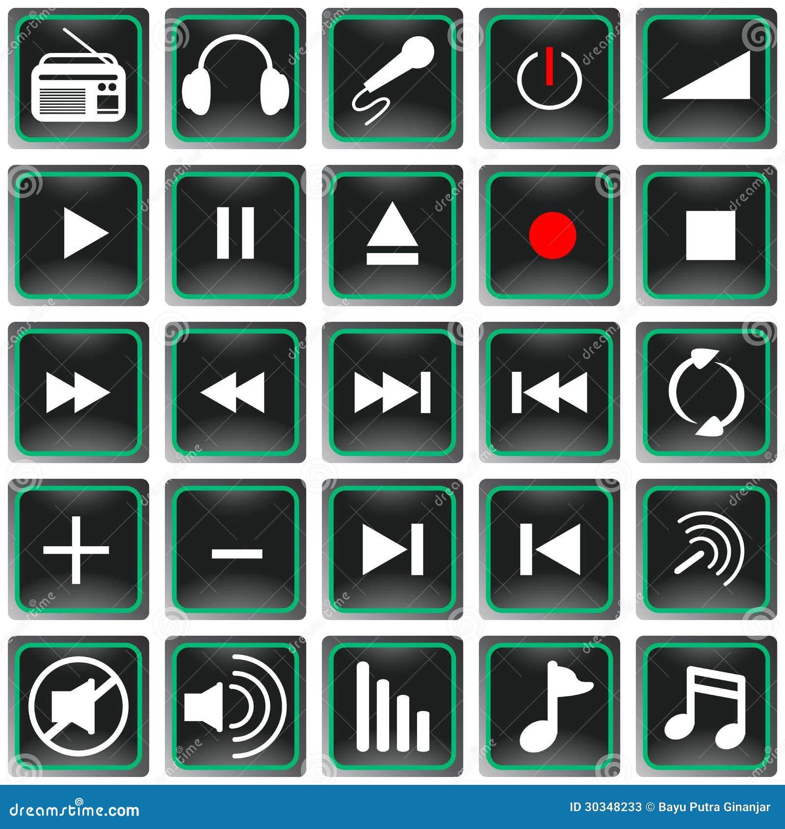 Control Panel Music Icons stock vector. Illustration of media - 30348233