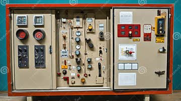 Control Panel of Nuclear Bunker with Analog Instruments and Indicators ...