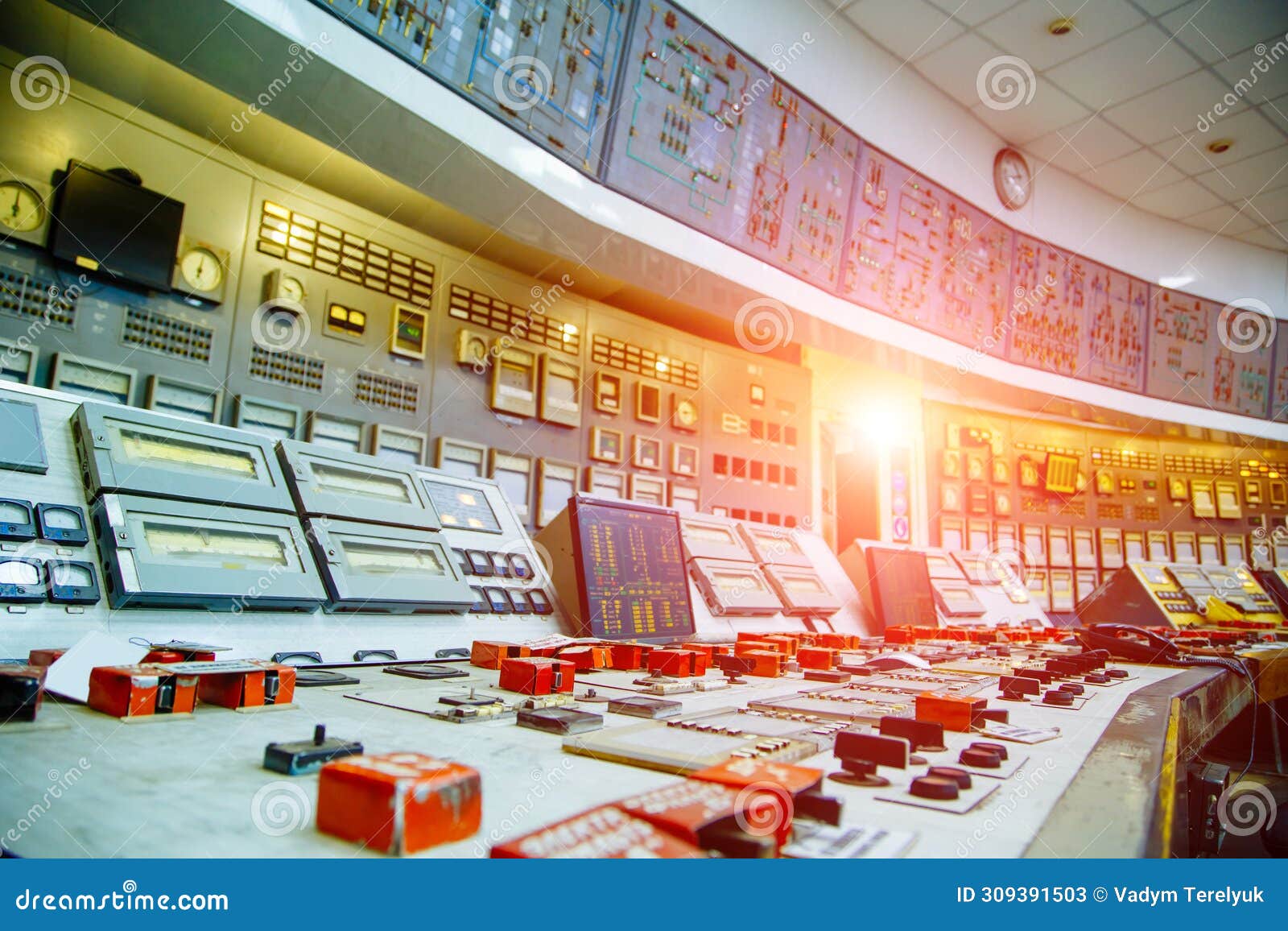 Control Panel at a Nuclear Power Plant. Close-up Stock Image - Image of ...