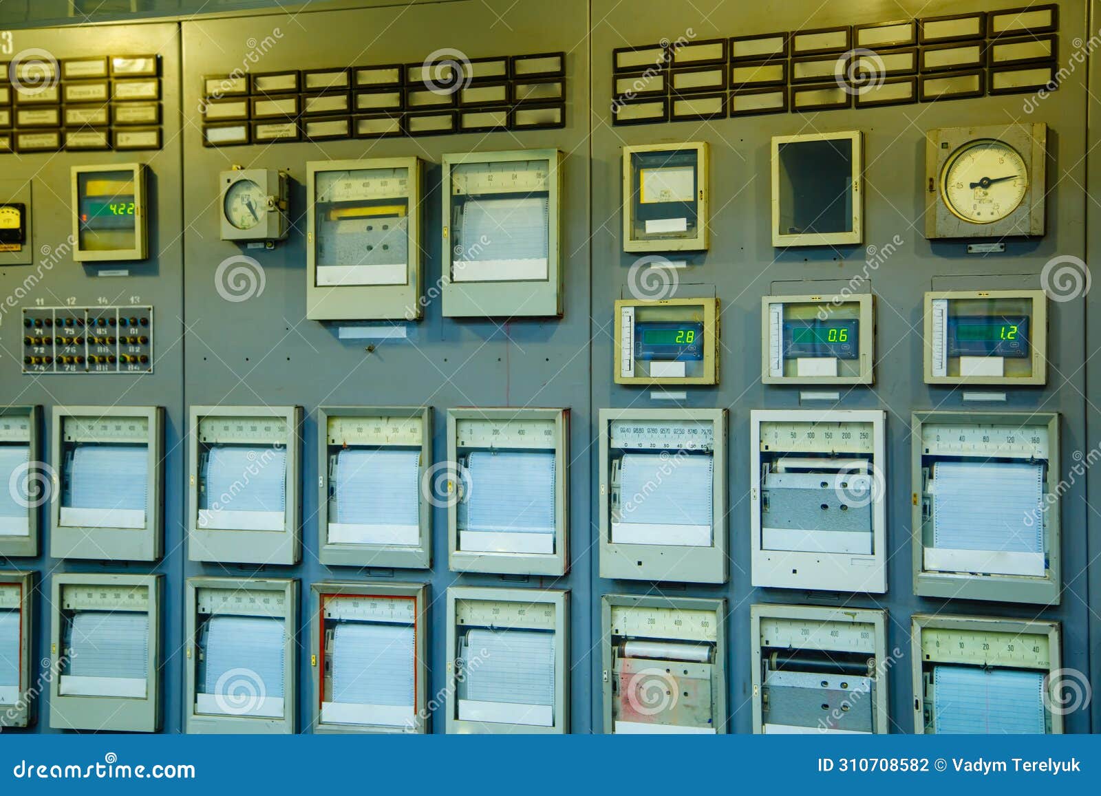 Control Panel of the Nuclear Power Plant. Close Up Stock Photo - Image ...