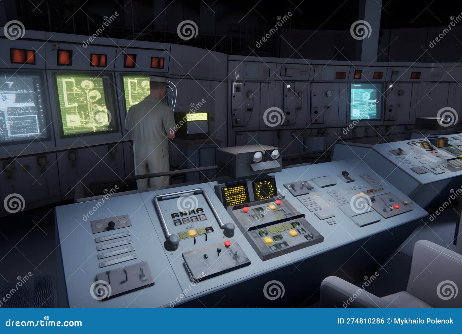 Control Panel at a Nuclear Power Plant. Neural Network AI Generated ...