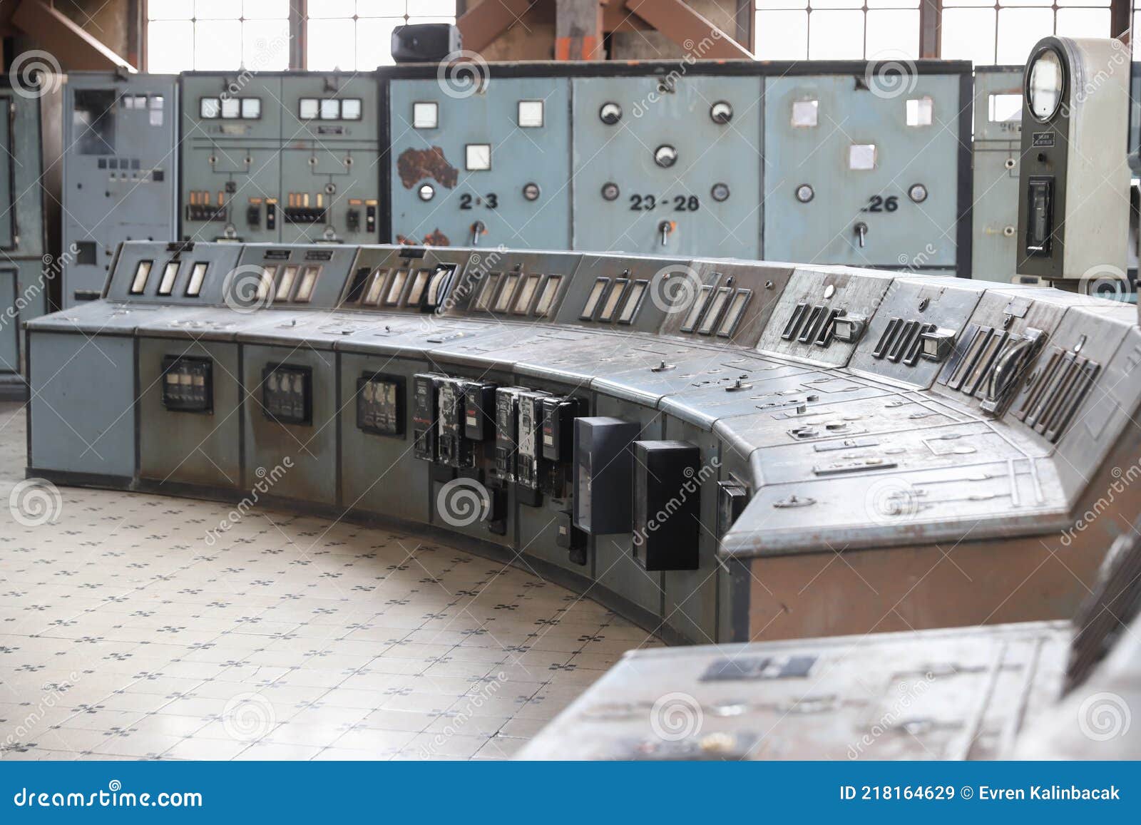 Control Panel of an Old Power Plant Stock Image - Image of iron ...