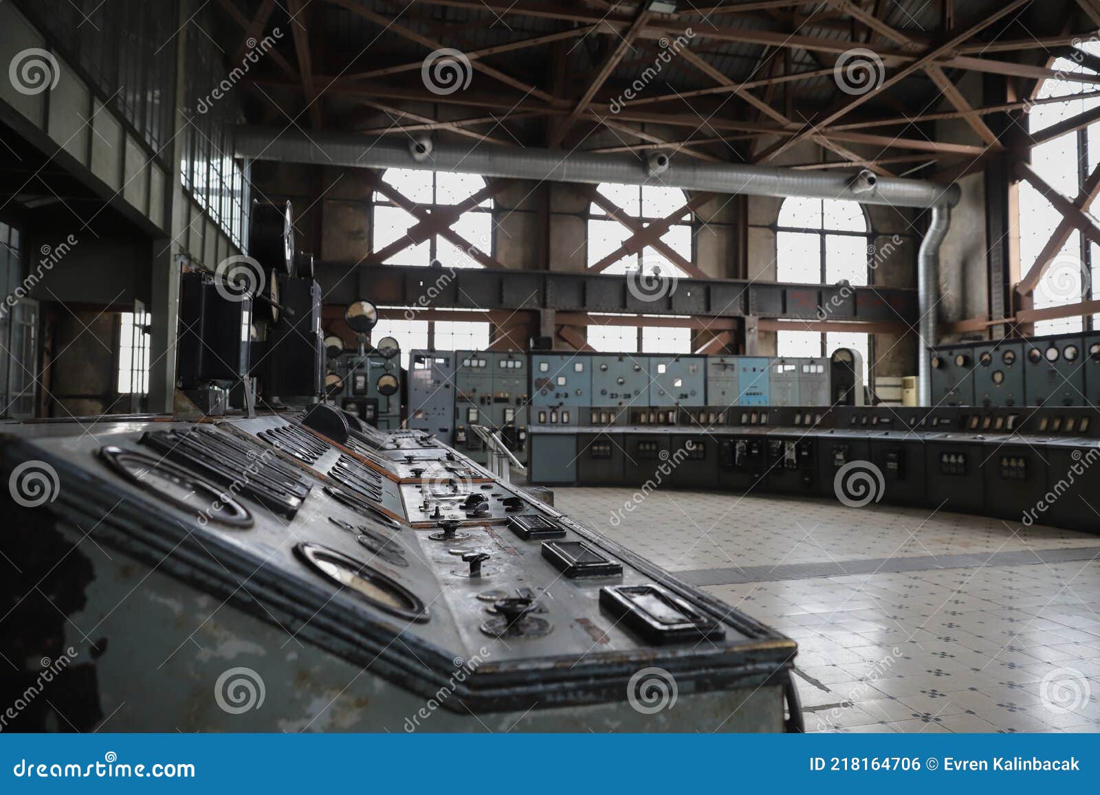 Control Panel of an Old Power Plant Stock Photo - Image of factory ...