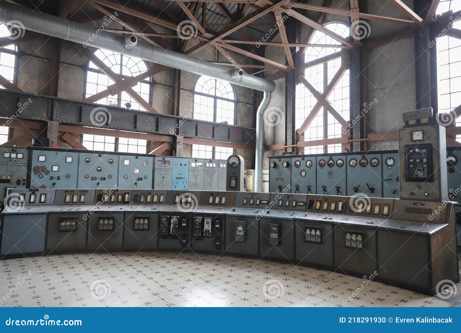 Control Panel of an Old Power Plant Stock Photo - Image of machinery ...