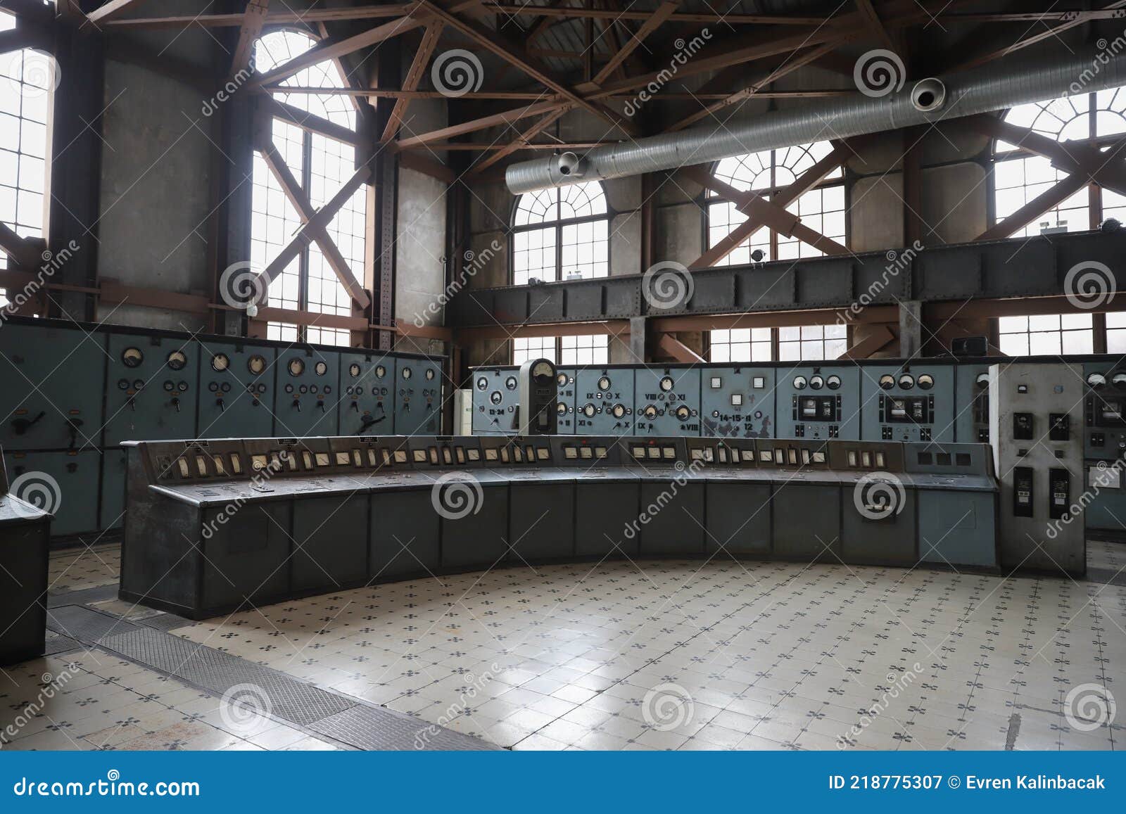 Control Panel of an Old Power Plant Stock Image - Image of industry ...
