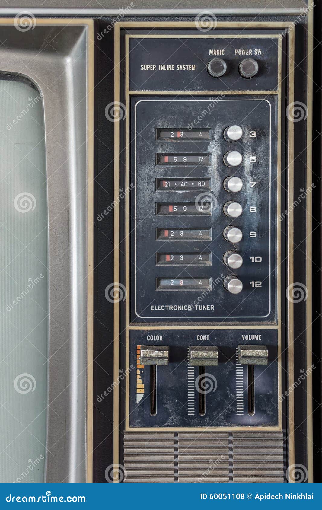 Control Panel of Old Classic Color Analog Television Stock Photo ...