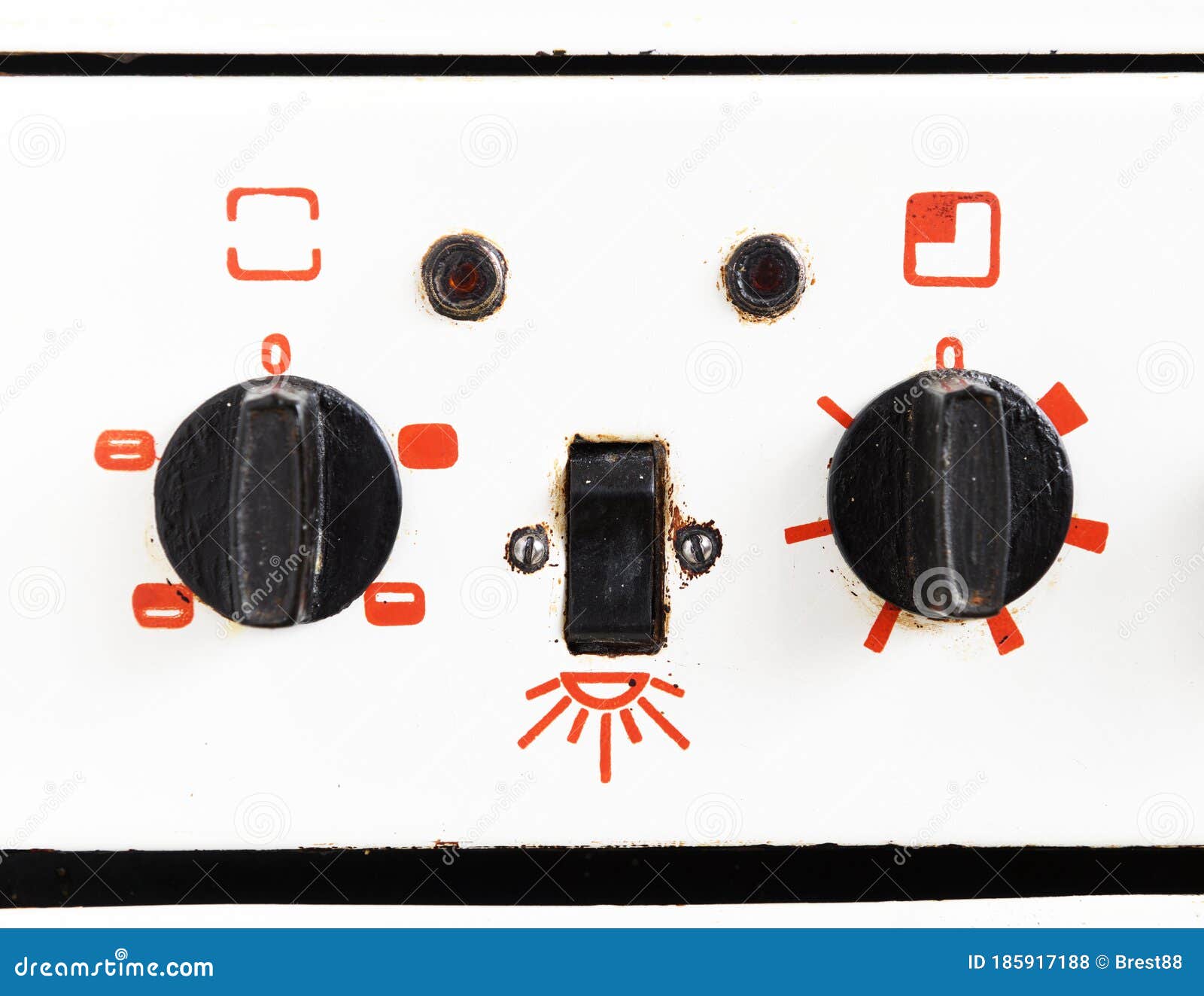 Control Panel of an Old Electric Stove Close-up. Stock Photo - Image of ...