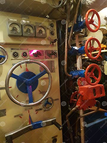 Control Panel of an Old Military Submarine Stock Image - Image of ...