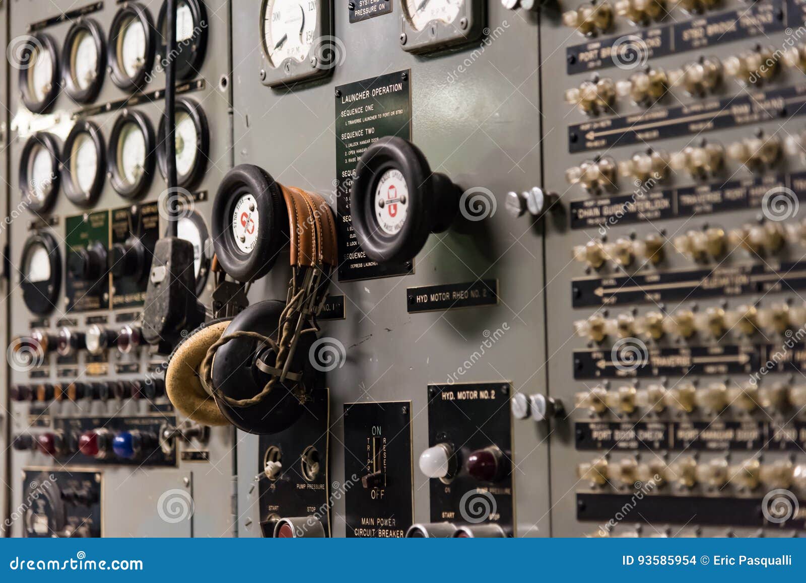 A Control Panel of a Old Submarine Stock Photo - Image of second ...