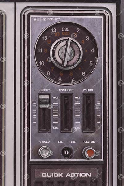 Control panel of an old TV stock photo. Image of display - 176574824