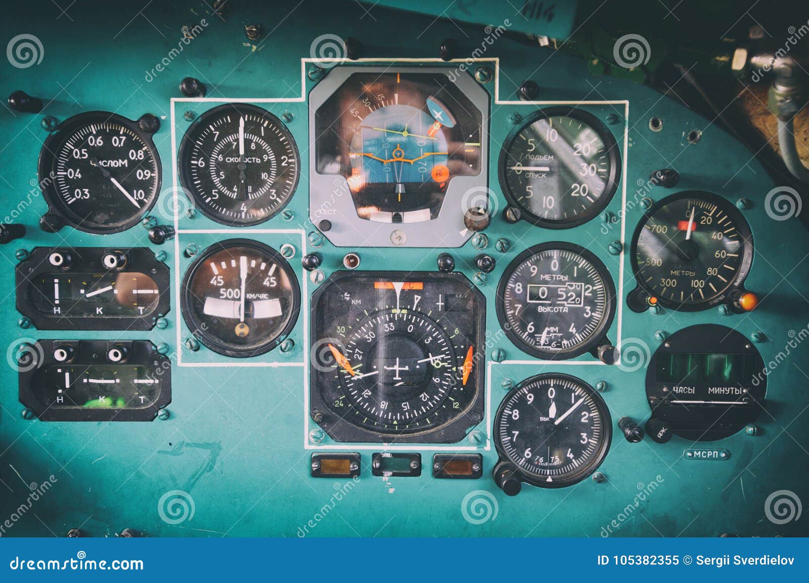 Control Panel in a Old Ussr Plane Cockpit Stock Image - Image of ...