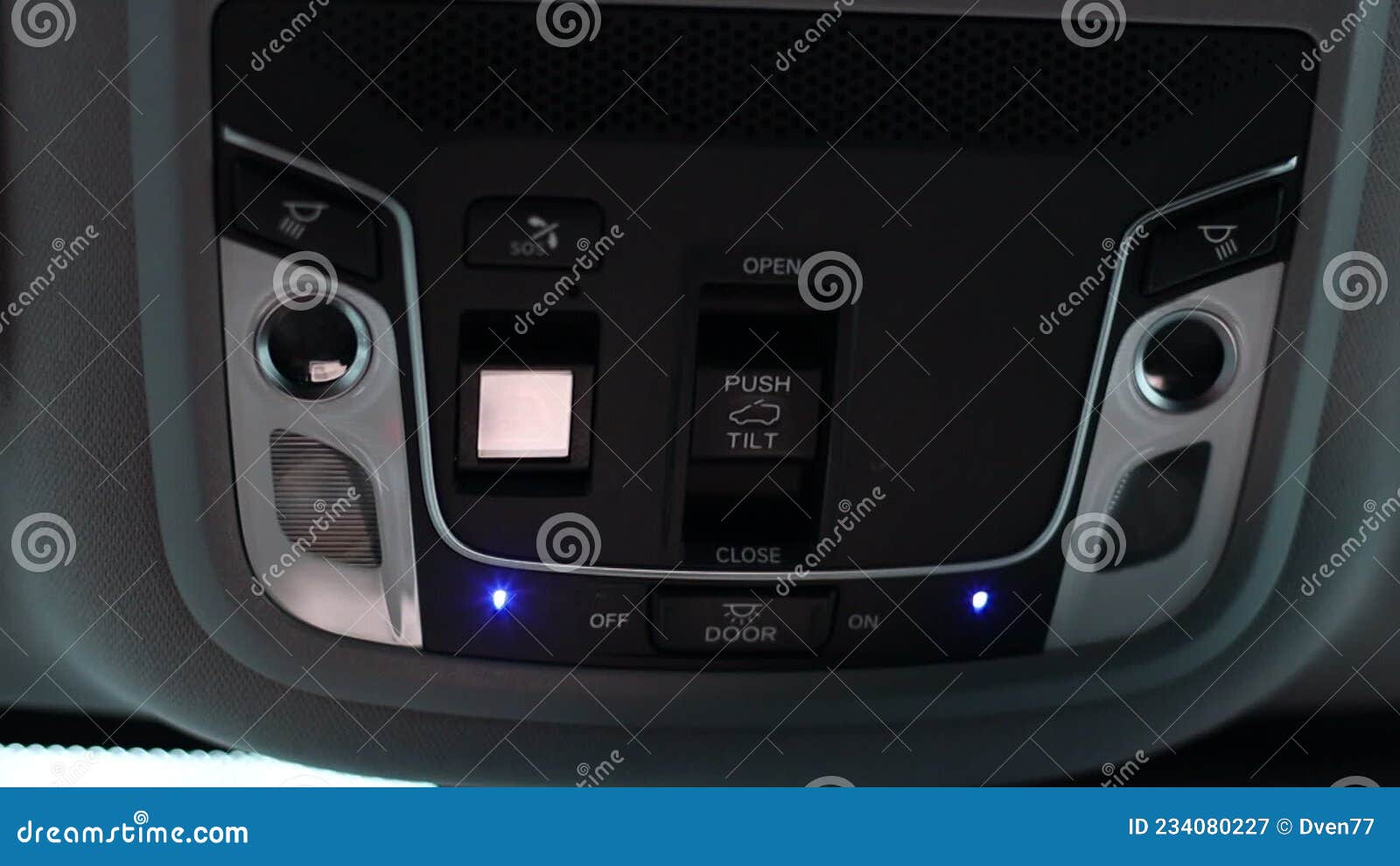 Control Panel for Opening the Sunroof of the Car. Ceiling Console with ...