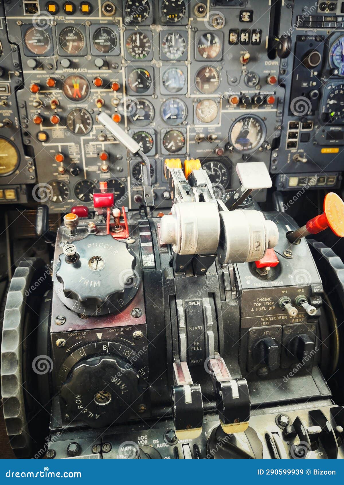Control Panel in a Plane Cockpit Stock Image - Image of heading, engine ...