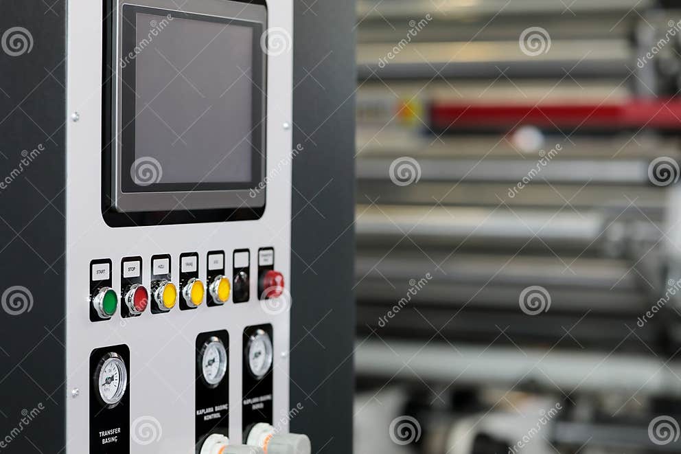 Control Panel of PLC Controlled Laminating Machine Stock Photo - Image ...
