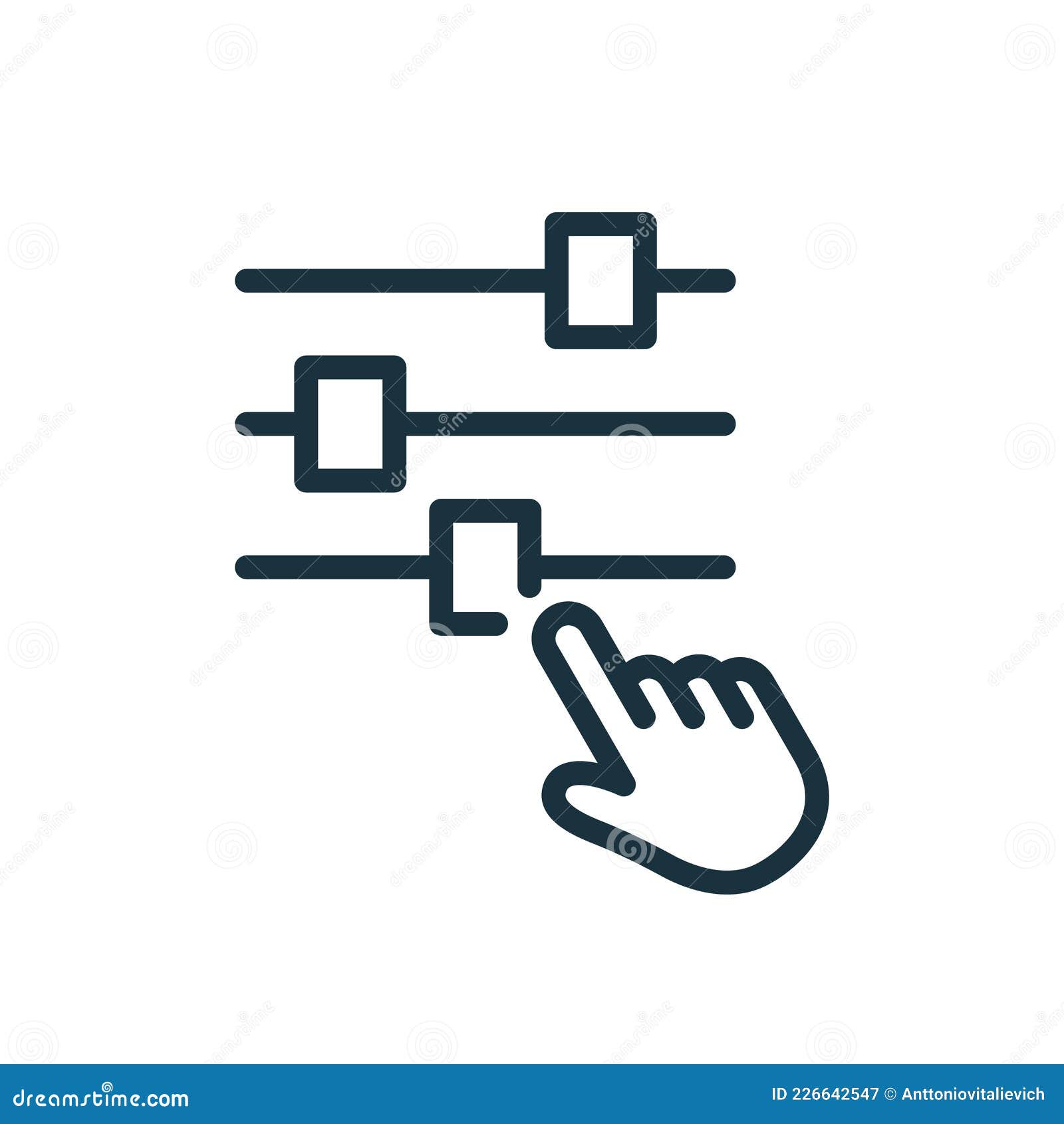 Control Panel And Pointer Line Icon. Adjustment Button With Hand Linear ...