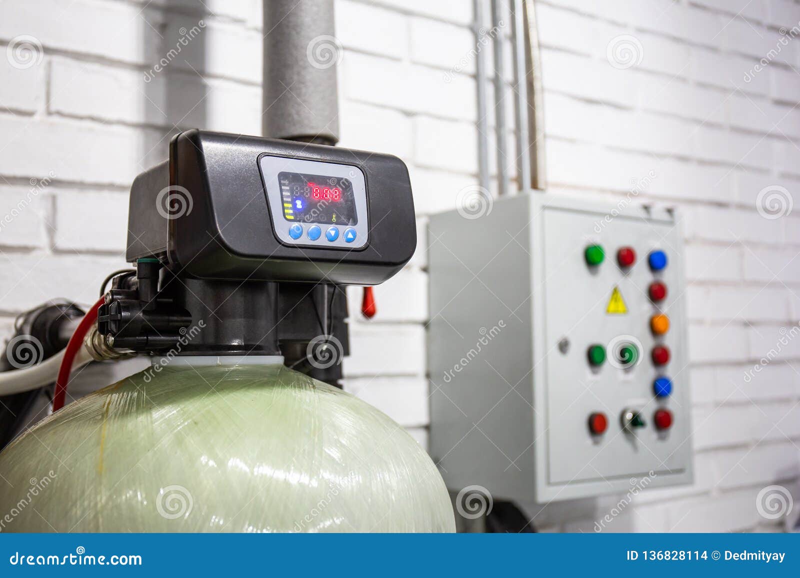 Control Panel of Pressure in House Heating System with Buttons in ...