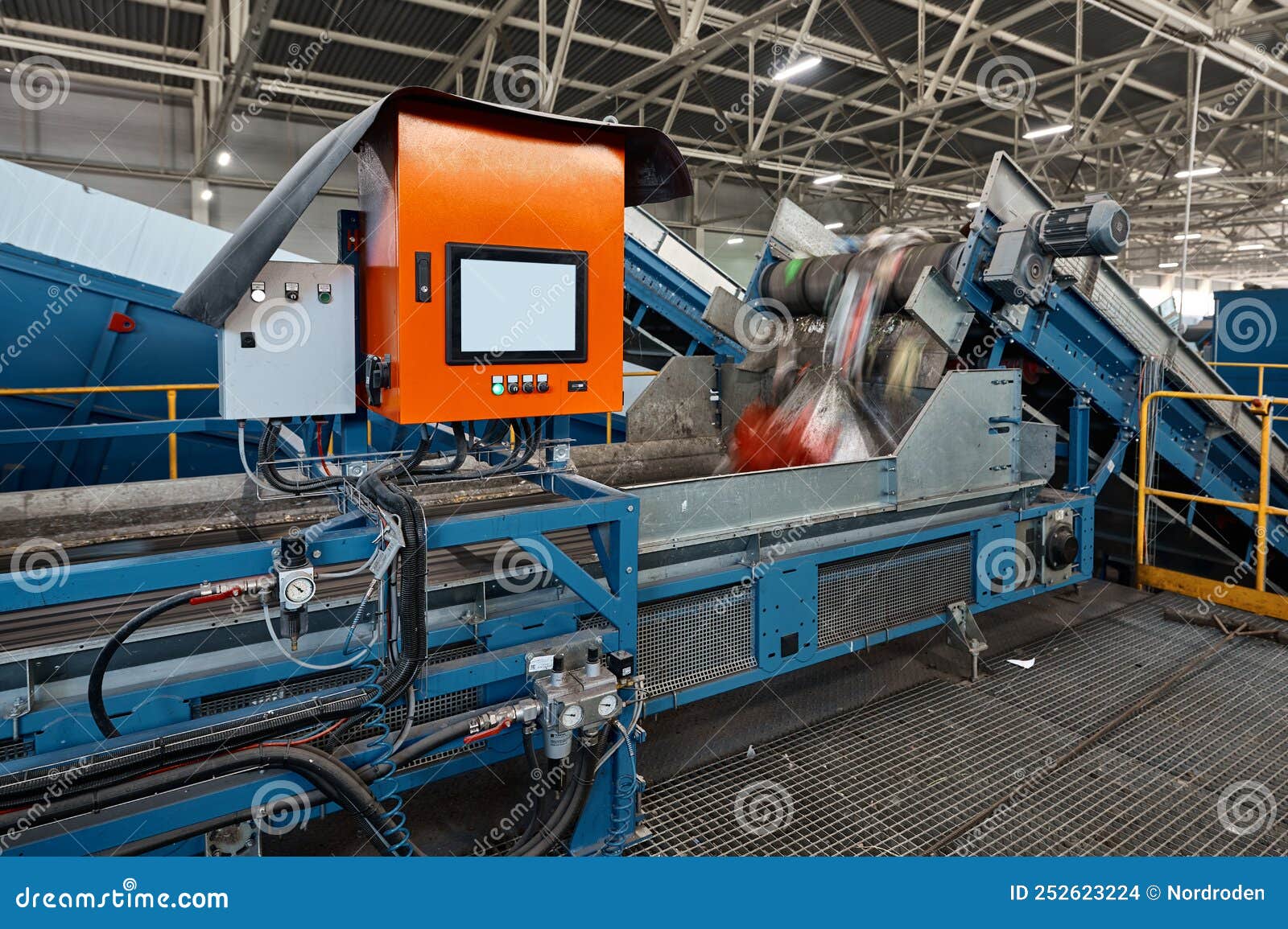 Control Panel of Production Line in Recycling Plant Workshop Stock ...