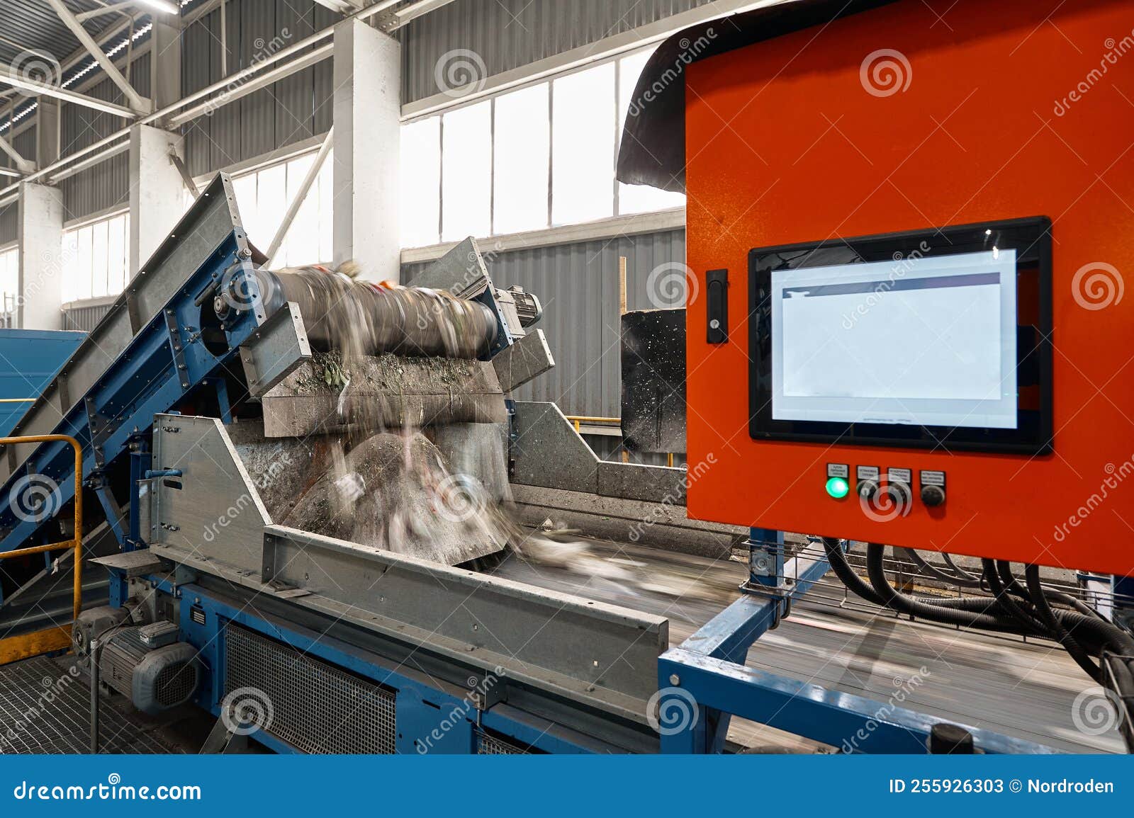 Control Panel of Production Line in Recycling Plant Workshop Stock ...