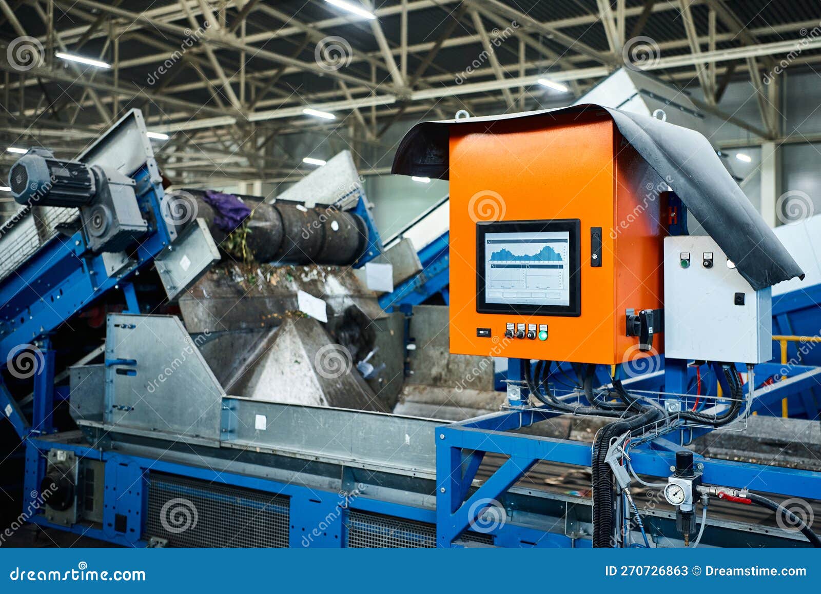 Control Panel of Production Line in Recycling Plant Workshop Editorial ...
