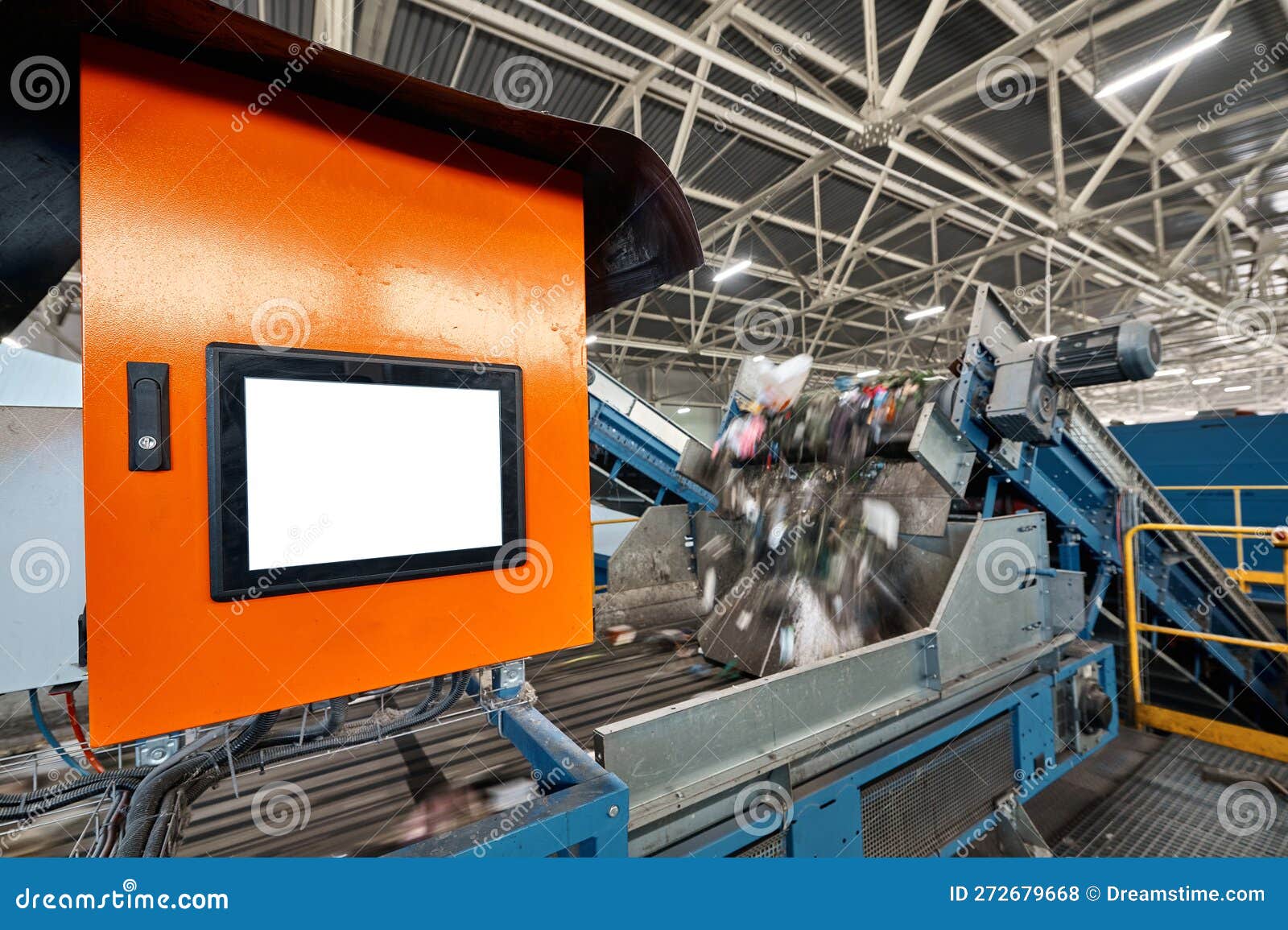 Control Panel of Production Line in Recycling Plant Workshop Stock ...