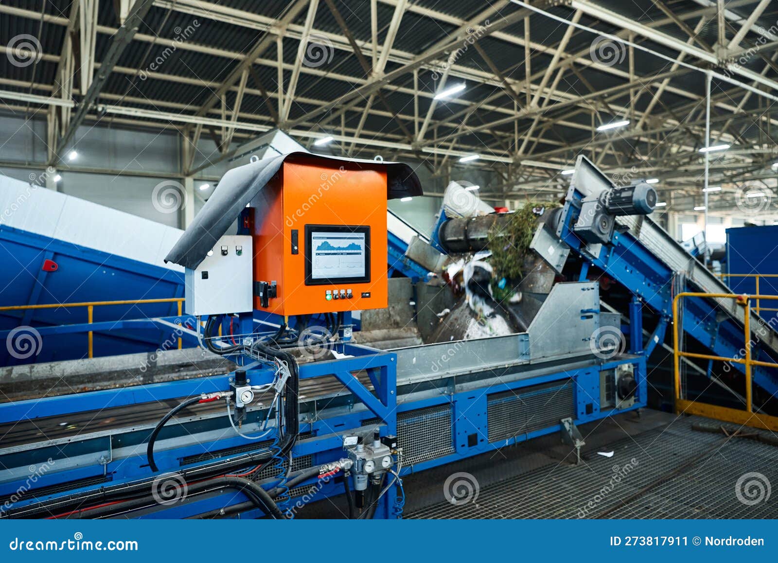 Control Panel of Production Line in Recycling Plant Workshop Stock ...