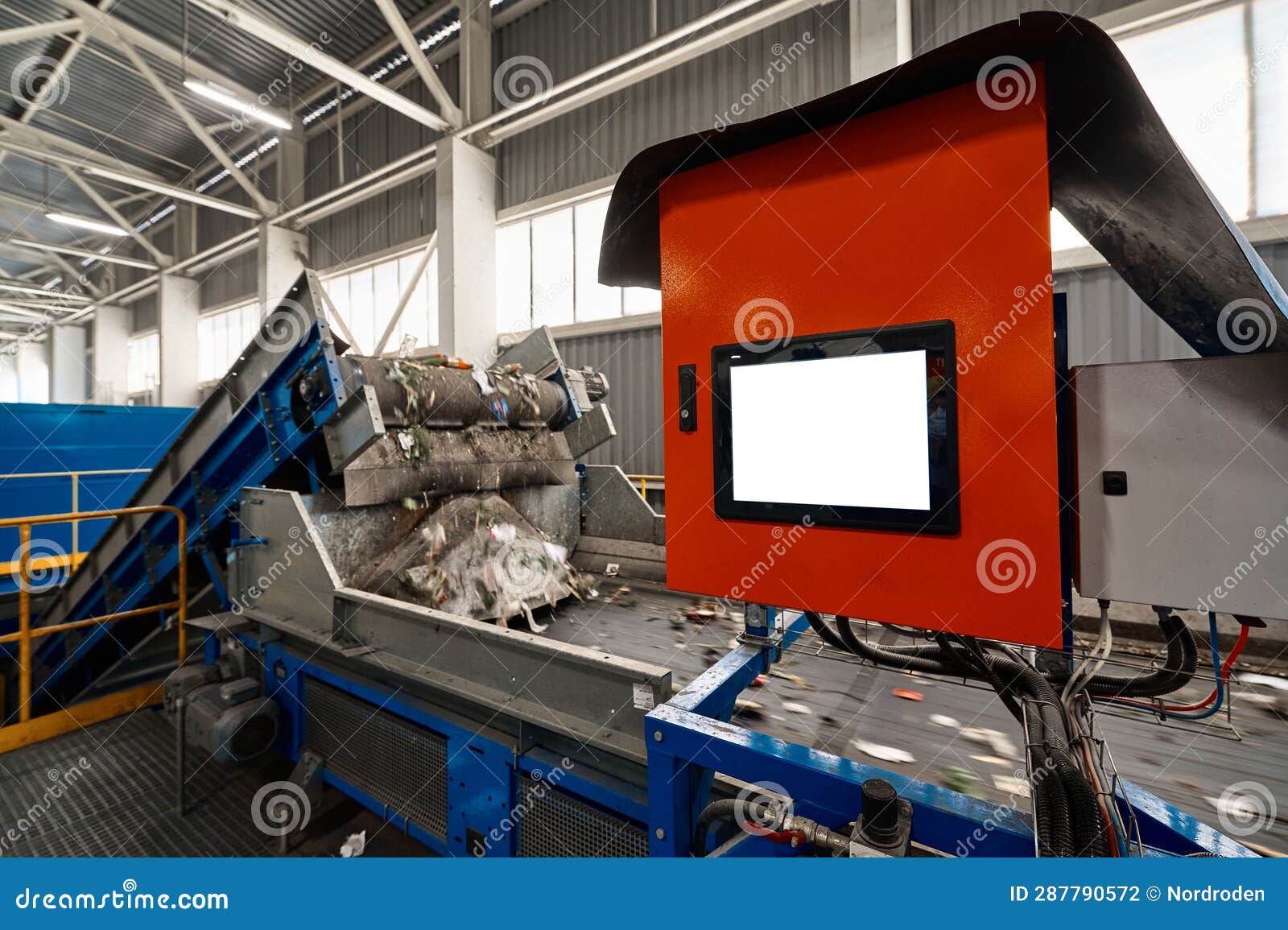 Control Panel of Production Line in Recycling Plant Workshop Stock ...