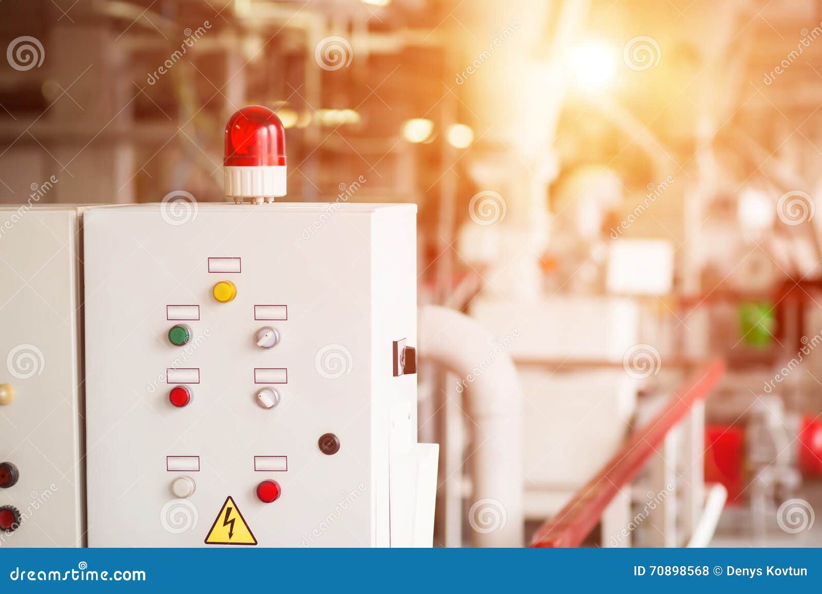 Control Panel with Red Flasher. Stock Photo - Image of light, material ...