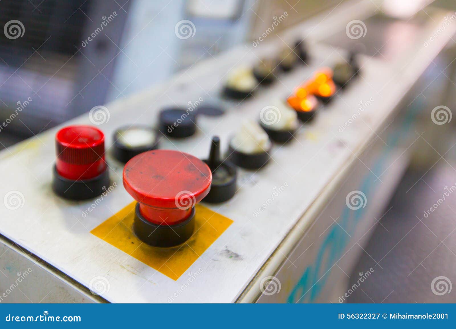 Control Panel with Red Start Button in Focus Stock Image - Image of ...