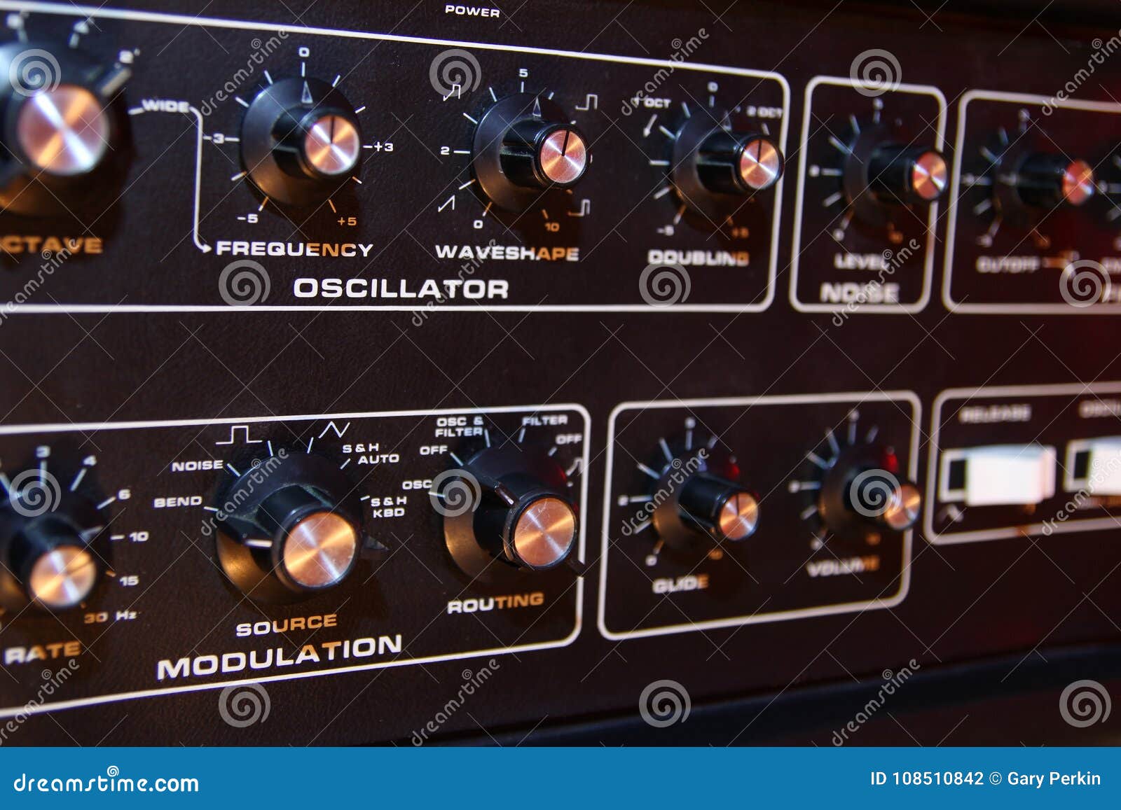 Control Panel of a Retro Vintage Electronic Music Synth Stock Photo ...