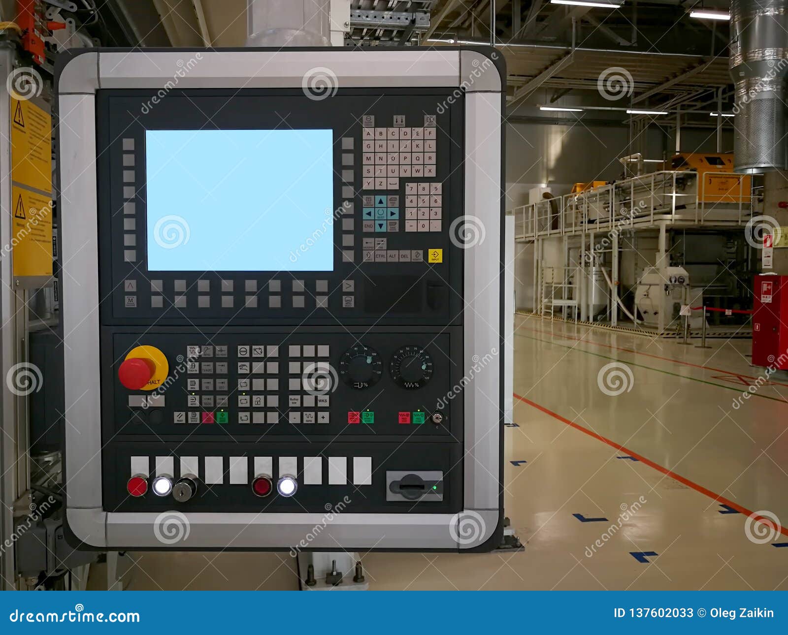 The Control Panel with the Screen of the Metal-cutting Machine. Close ...