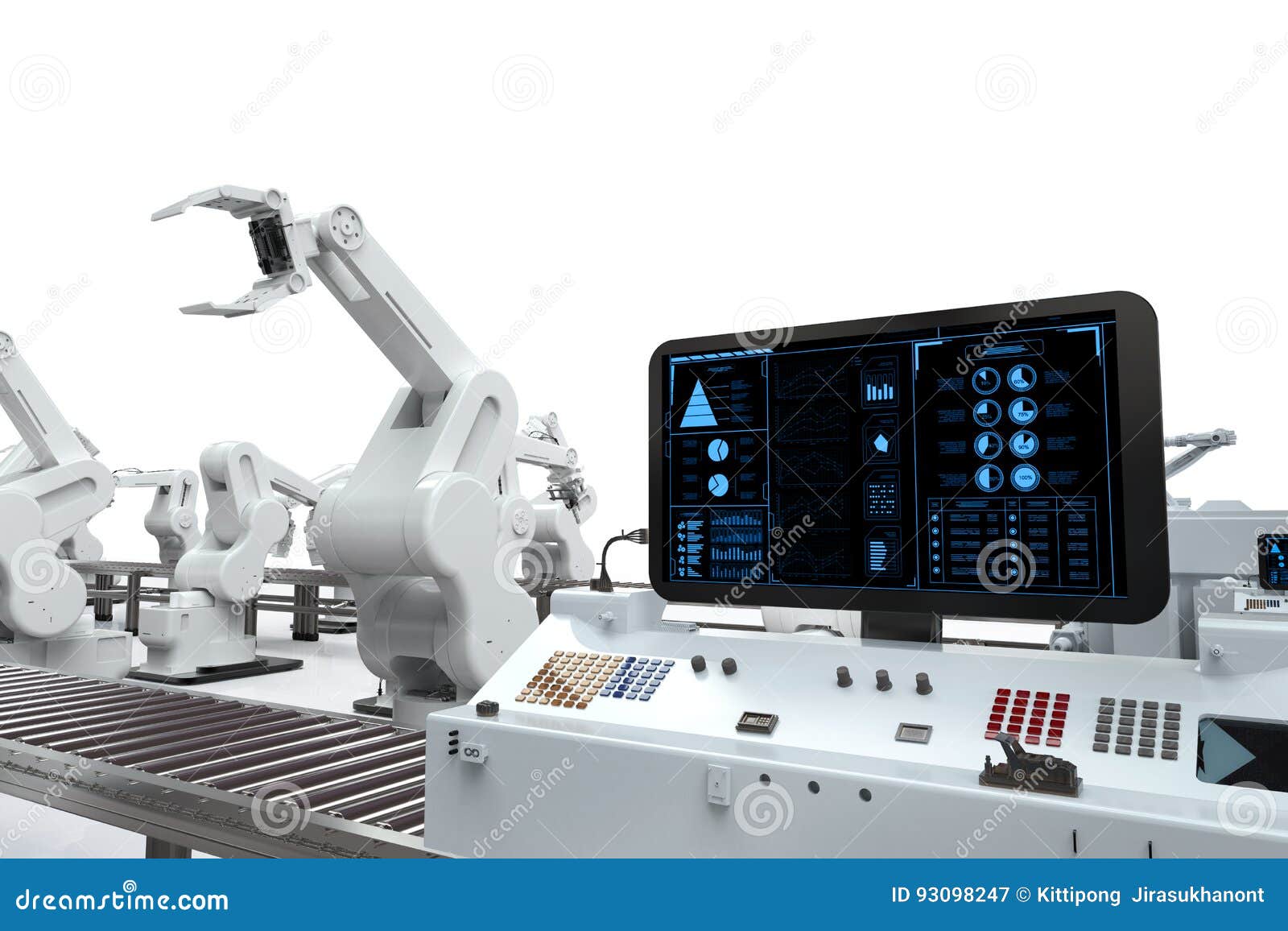 Control Panel Screen with Robotic Arms Stock Image - Image of robotic ...